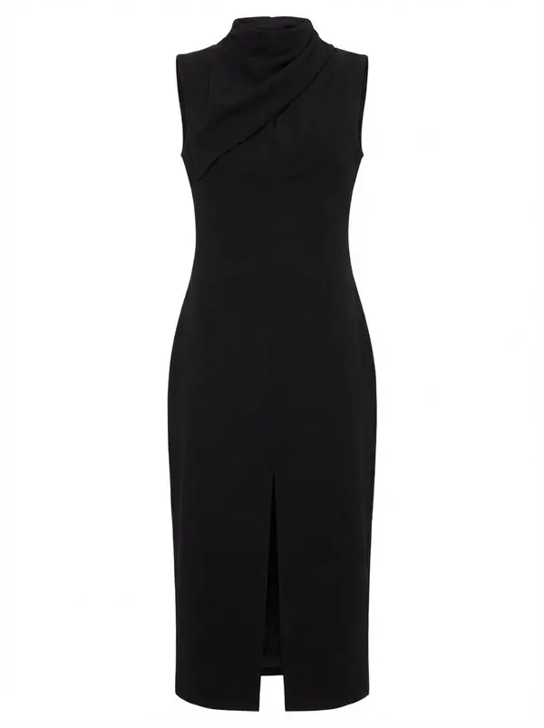 Gucci Sable Drape Detailed Sleeveless Dress - Black