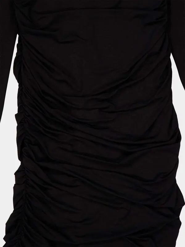 Balmain Pleated Jersey Midi Dress - Black