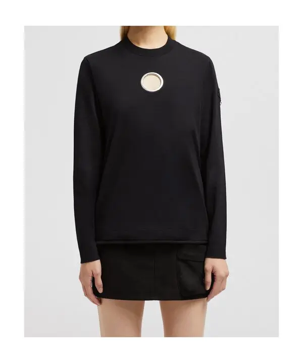 Moncler Long Sleeve Eyelet Cotton T-shirt