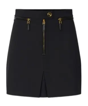 Elisabetta Franchi Zipped Double Layer Crêpe Skirt - Black