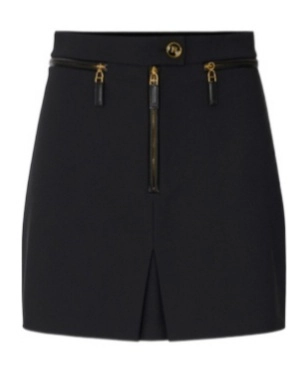 Elisabetta Franchi Zipped Double Layer Crêpe Skirt - Black