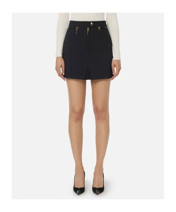 Elisabetta Franchi Zipped Double Layer Crêpe Skirt