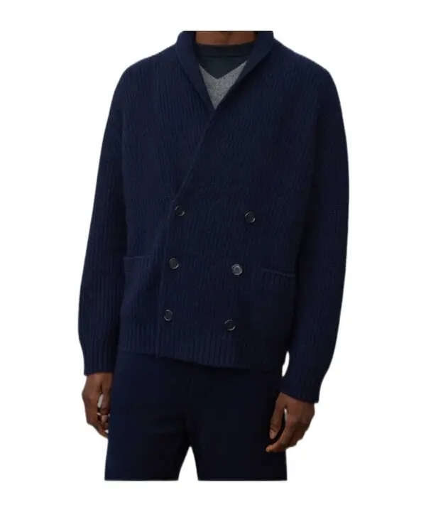 LISA YANG Lyle Double-breasted Ribbed Cashmere Cardigan Jacket - Navy