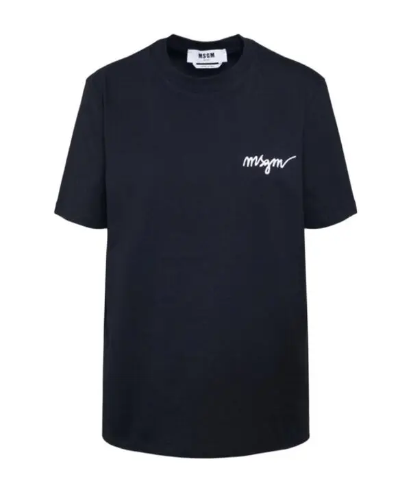 MSGM Logo Detail Crewneck T-shirt - Black