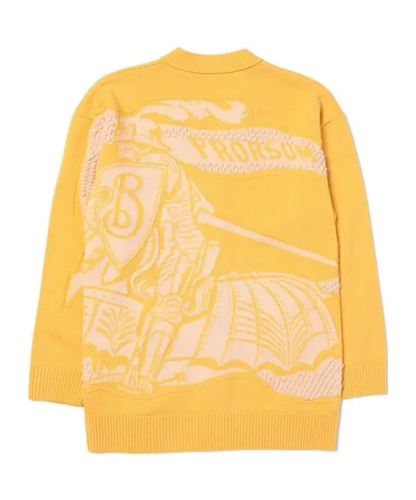Burberry V-neck Knitted Cardigan With Equestrian Knight Pattern