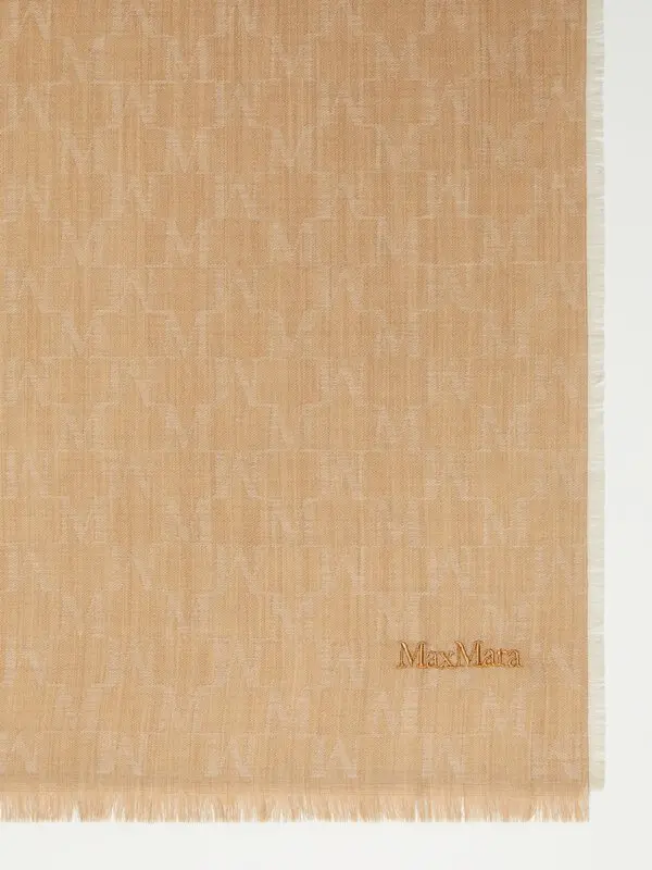 Max Mara Logo Embroidered Scarf - Camel