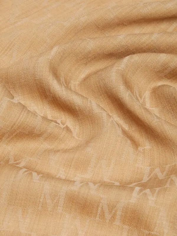 Max Mara Logo Embroidered Scarf - Camel