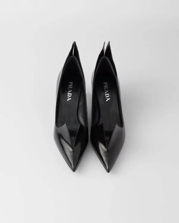 Prada Pointed-toe Slip-on Pumps With Patent Heel - Black