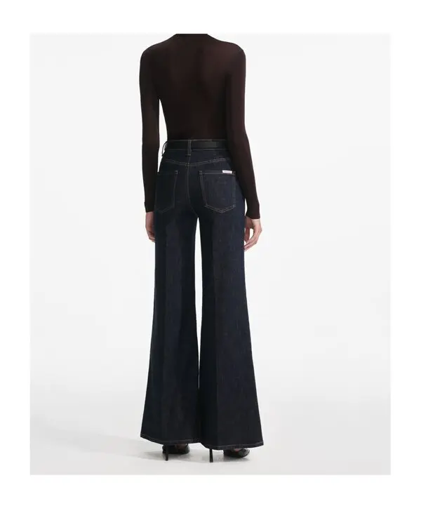 SELF-PORTRAIT Flared High-rise Jeans - Indigo