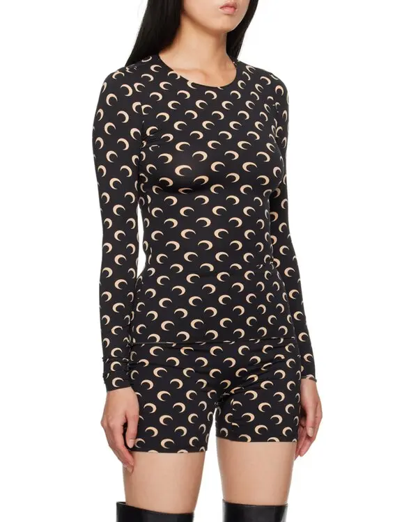 MARINE SERRE Moon Print Crewneck Long Sleeve T-shirt