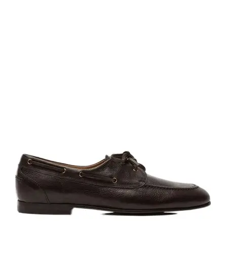 SCAROSSO Ginevro Lace-up Round Toe Boat Shoes - Black