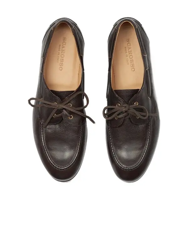 SCAROSSO Ginevro Lace-up Round Toe Boat Shoes