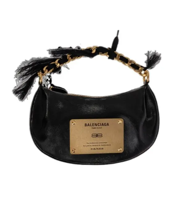 Balenciaga Logo Plaque Shoulder Bag With Chain Strap And Tassel Detail