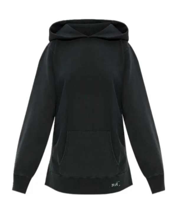 MAISON MARGIELA Oversized Hoodie With Logo Print - Black
