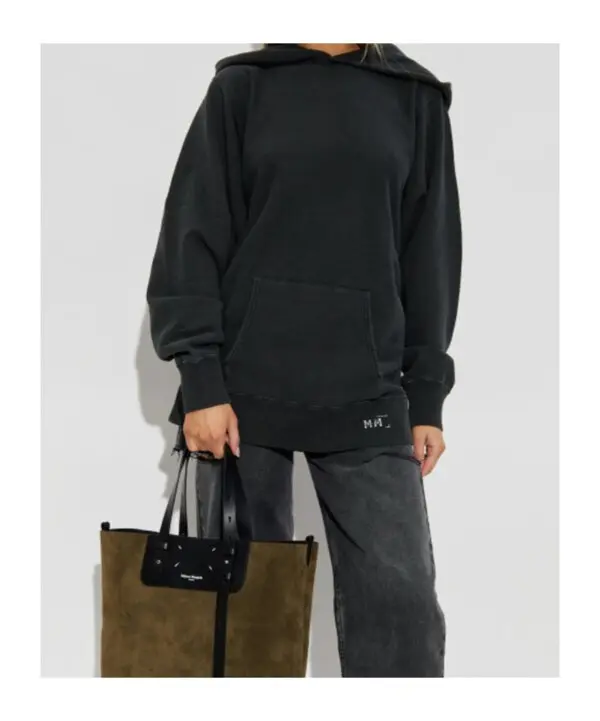 MAISON MARGIELA Oversized Hoodie With Logo Print - Black