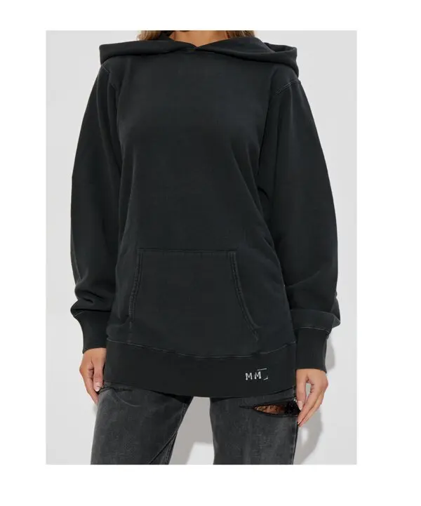 MAISON MARGIELA Oversized Hoodie With Logo Print - Black