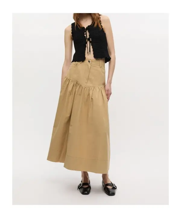 GANNI Textured Lace Knit Top With Tie Detail