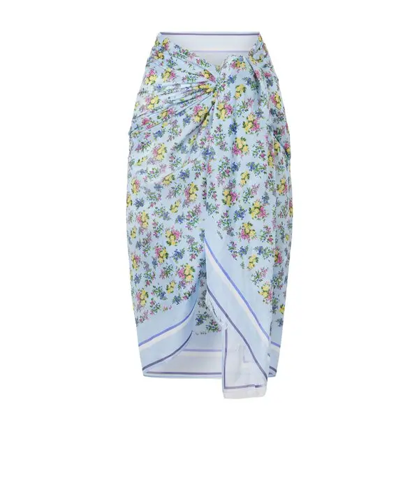 Dolce & Gabbana Dolce Gabbana Floral Printed Frayed Trim Sarong - Blue