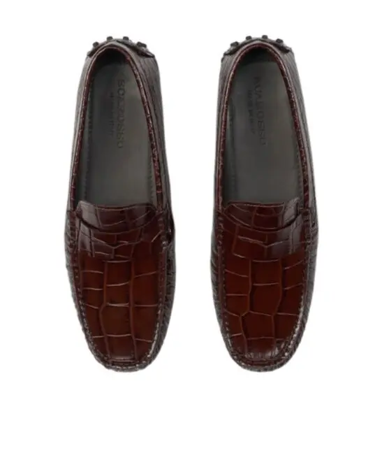 SCAROSSO Michael Almond Toe Loafers - Brown