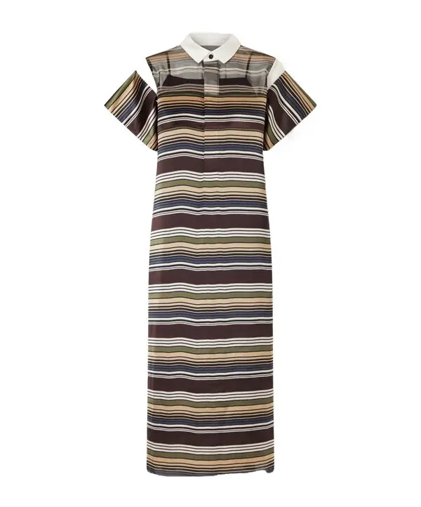 Sacai Striped Midi Dress - Black