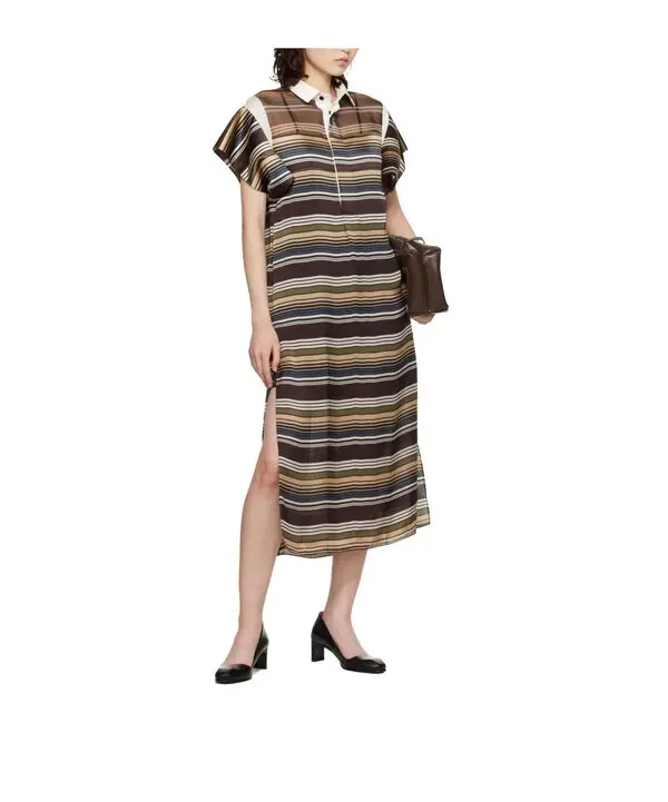 Sacai Striped Midi Dress - Black