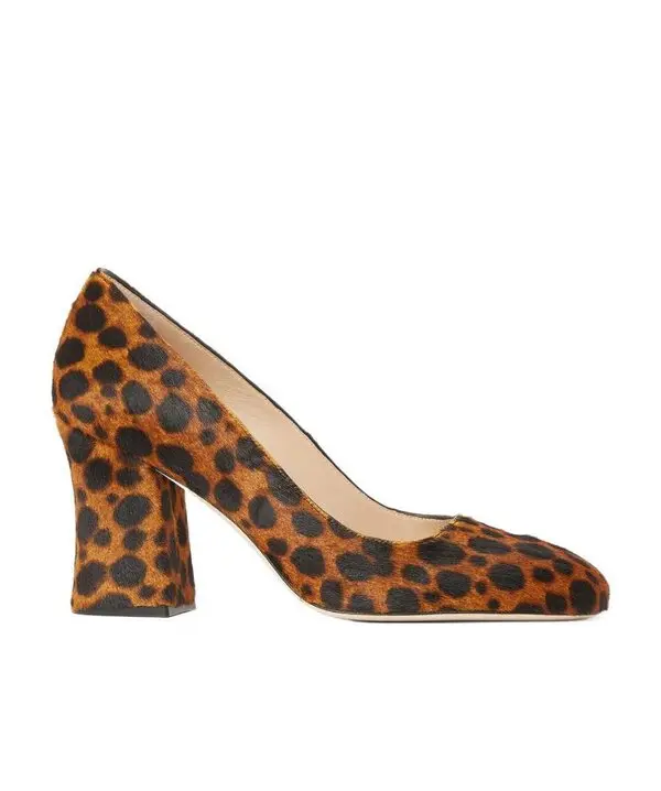 STUART WEITZMAN Curveblock Leopard-print Block Heel Pumps