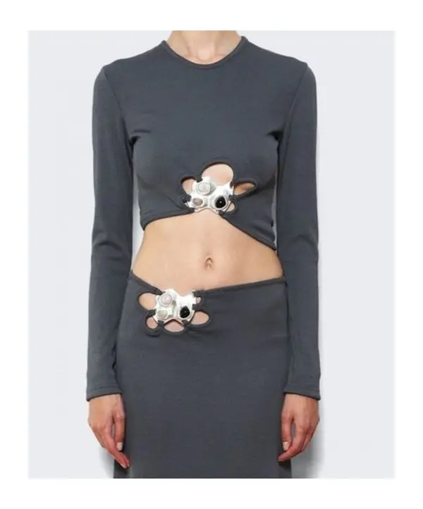 Christopher Esber Long Sleeve Crewneck Cut-out Top