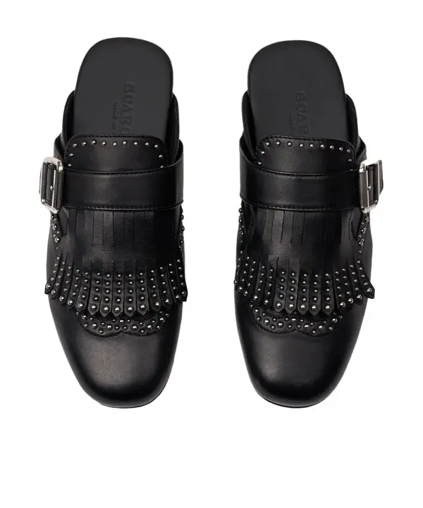 SCAROSSO Gaia Studded Mule Flat - Black
