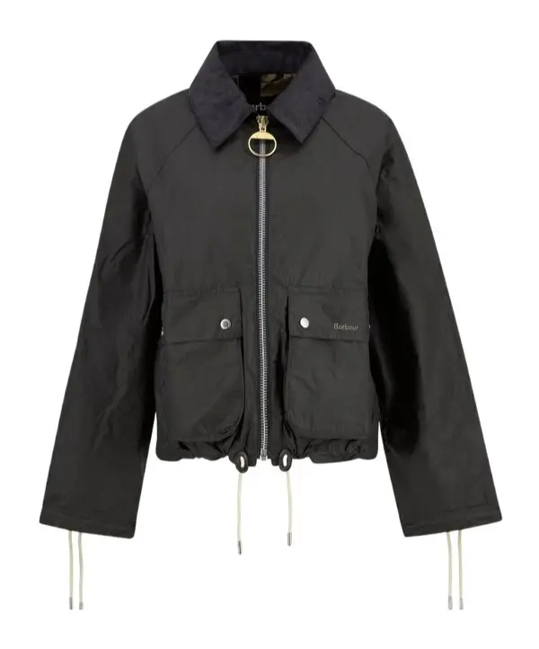 Barbour Corduroy Collar Zip-up Jacket - Black