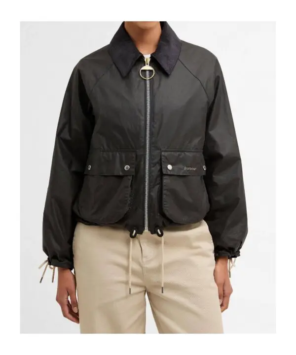 Barbour Corduroy Collar Zip-up Jacket - Black