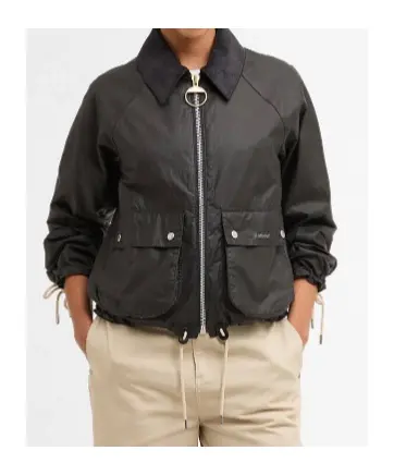 Barbour Corduroy Collar Zip-up Jacket - Black