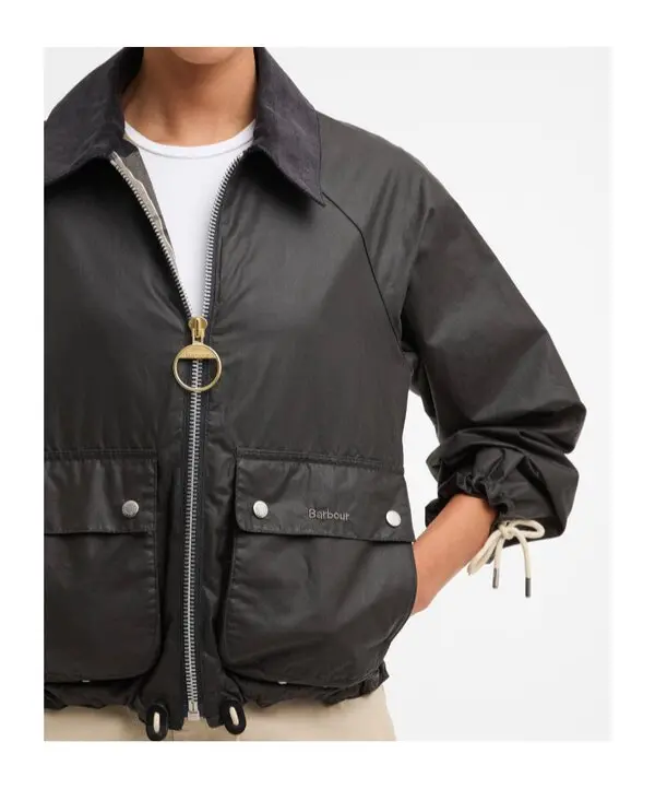 Barbour Corduroy Collar Zip-up Jacket - Black