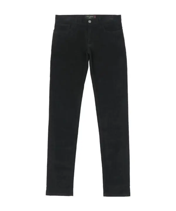 Dolce & Gabbana Logo Detail Corduroy Trousers - Black