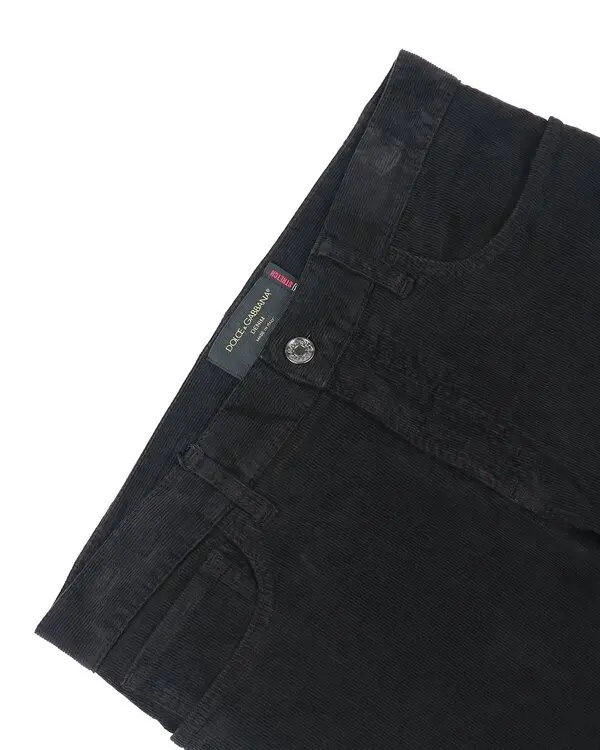 Dolce & Gabbana Logo Detail Corduroy Trousers - Black