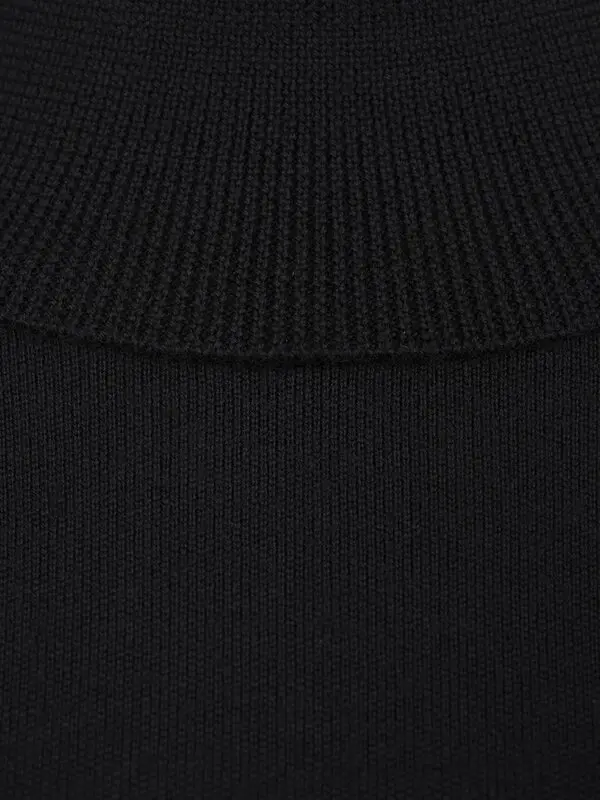 Saint Laurent Long Ribbed Knit Turtleneck Dress With Side Slits