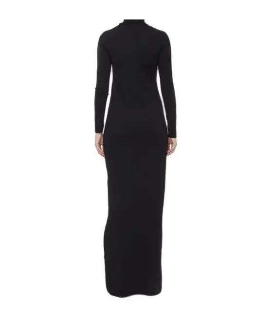 Saint Laurent Long Ribbed Knit Turtleneck Dress With Side Slits