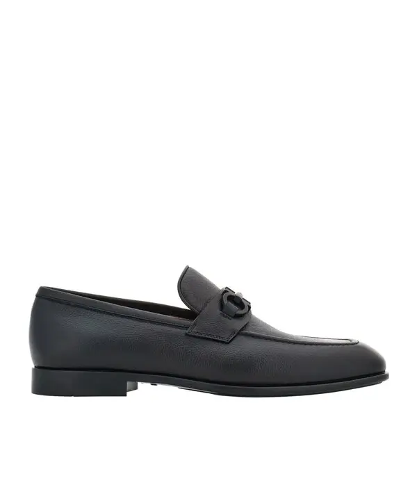 FERRAGAMO Gancini Buckle Slip-on Loafers - Black
