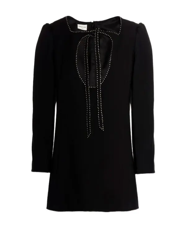 Dries Van Noten Embellished Long-sleeved Wool Dress