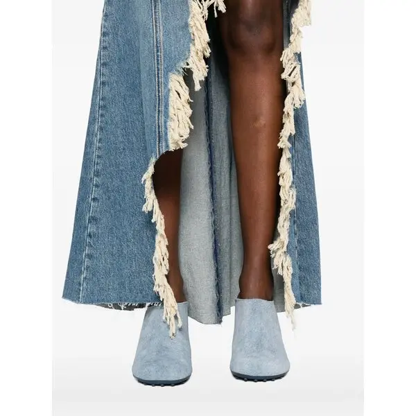 Blumarine Halterneck Frayed-hem Denim Maxi Dress