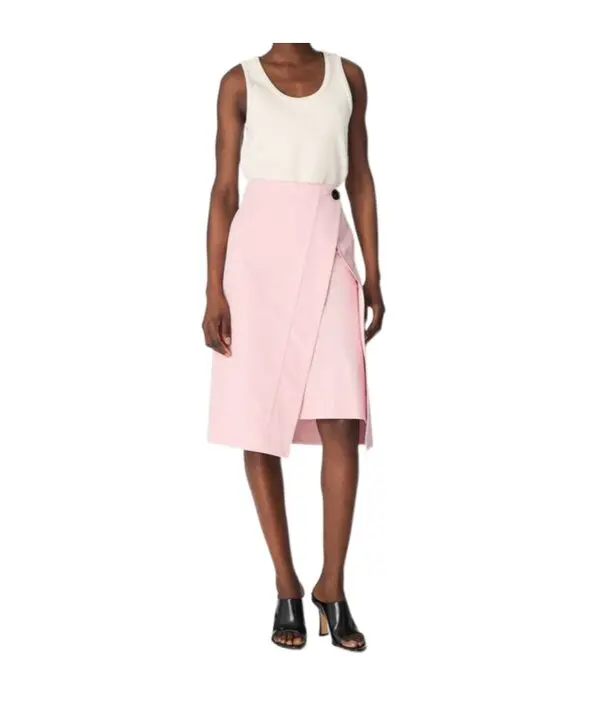 Bottega Veneta Washed Cotton Twill Wrap Midi Skirt