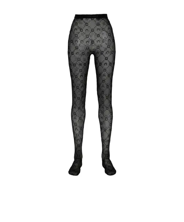 MARINE SERRE All-over Moon Printed Tights - Black