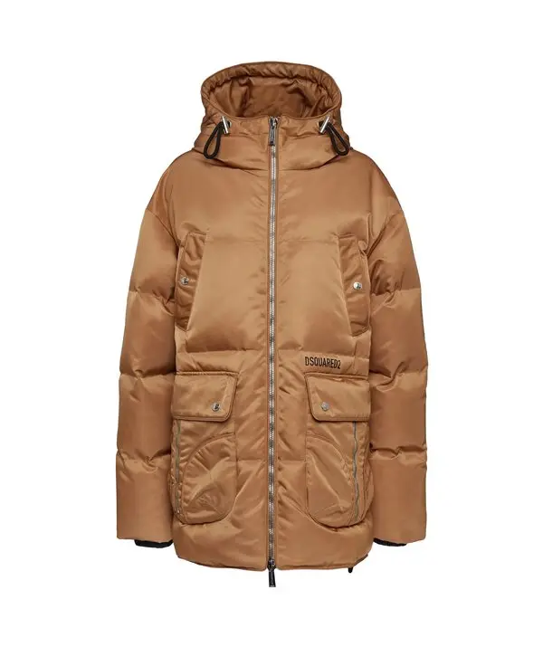 Dsquared2 Quilted Hooded Coat - Camel