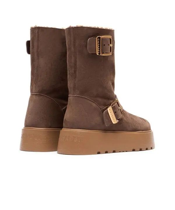 Casadei Round Toe Buckled Lug Sole Boots
