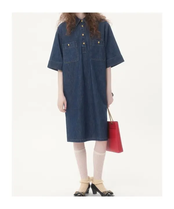 Valentino Garavani Collared Short-sleeve Denim Shirt Dress