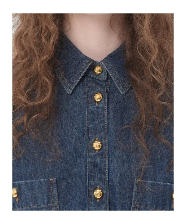 Valentino Garavani Collared Short-sleeve Denim Shirt Dress