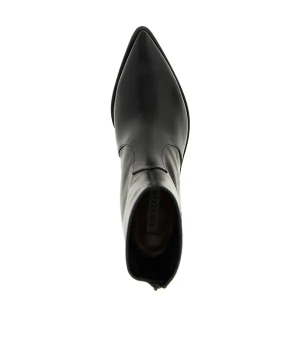 AQUAZZURA Brunswick Leather Pointed-toe Zip Ankle Boots
