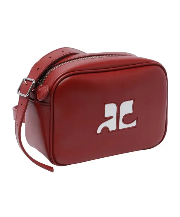 COURREGES Re-edition Logo Patch Zip-up Shoulder Bag - Red