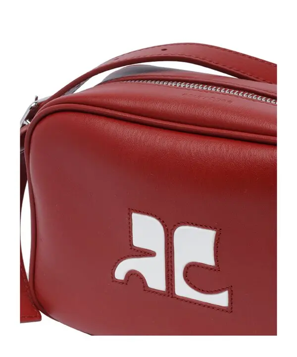 COURREGES Re-edition Logo Patch Zip-up Shoulder Bag - Red