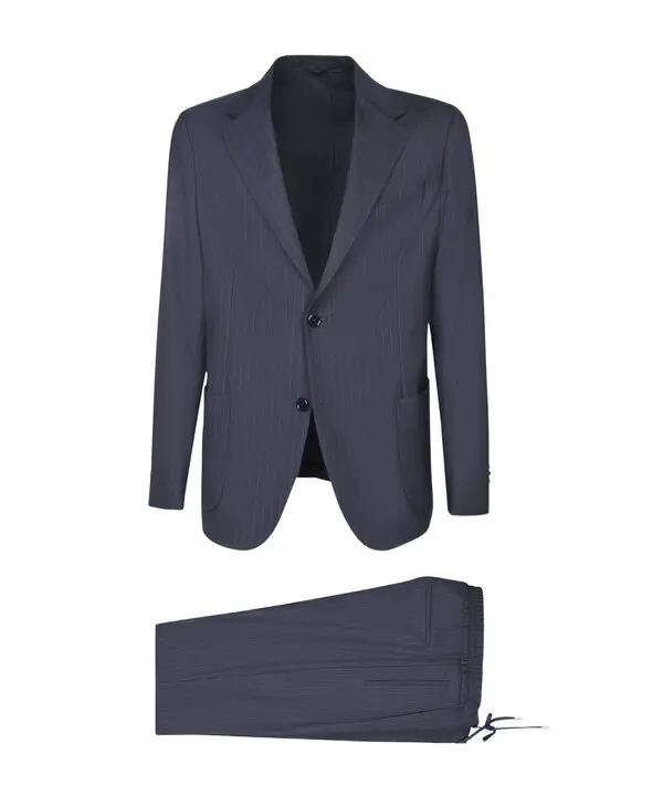 LARDINI Single Breasted Pinstriped Two-piece Suit - Blue