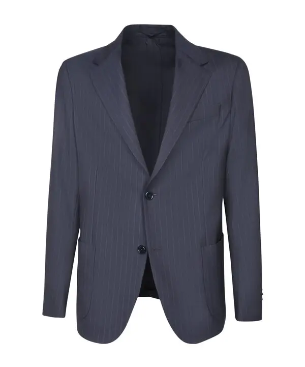LARDINI Single Breasted Pinstriped Two-piece Suit - Blue